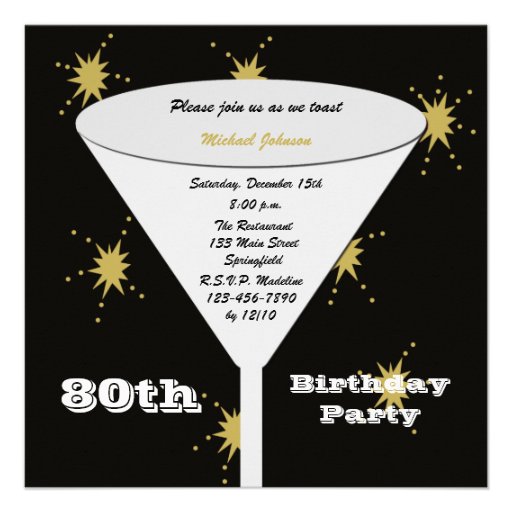 80th BIrthday Party Invitation Gold 80th Toast 13 Cm X 13 Cm Square 80th BIrthday Party Invitation Gold 80th Toast 13 Cm X 13 Cm Square