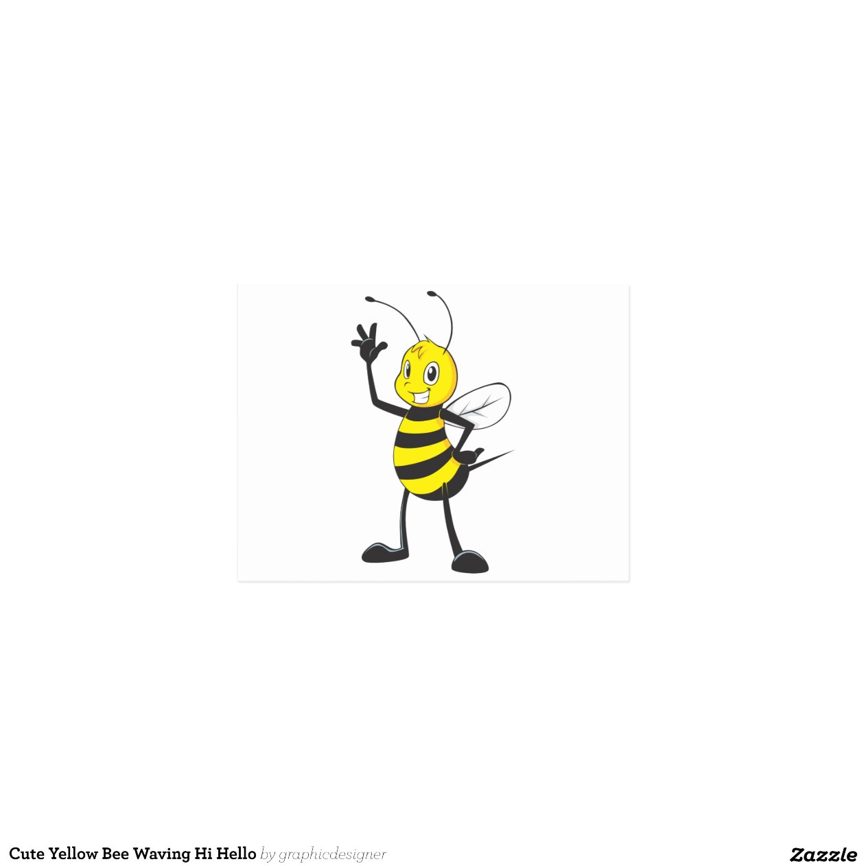 Cute Yellow Bee Waving Hi Hello Zazzle