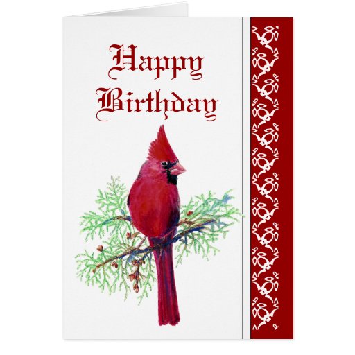 Elegant Birthday Cardinal Bird Nature Greeting Card Zazzle
