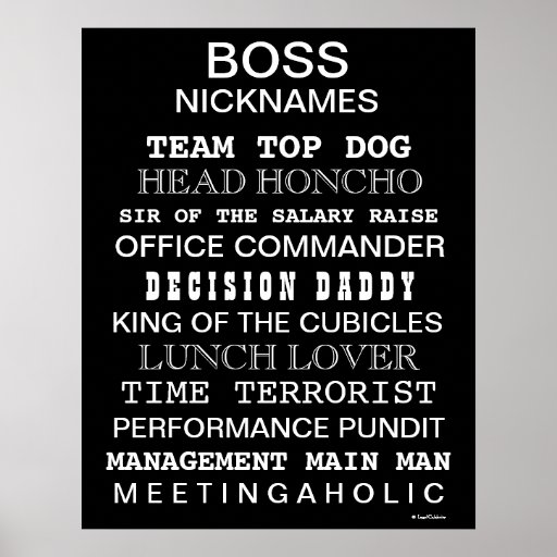 Funny Boss Nicknames And Job Titles Office Poster Zazzle funny-boss-nicknames-and-job-titles-office-poster-zazzle