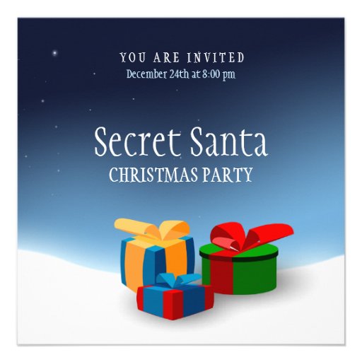  Secret Santa Party Invitation 13 Cm X 13 Cm Square Invitation Card Zazzle