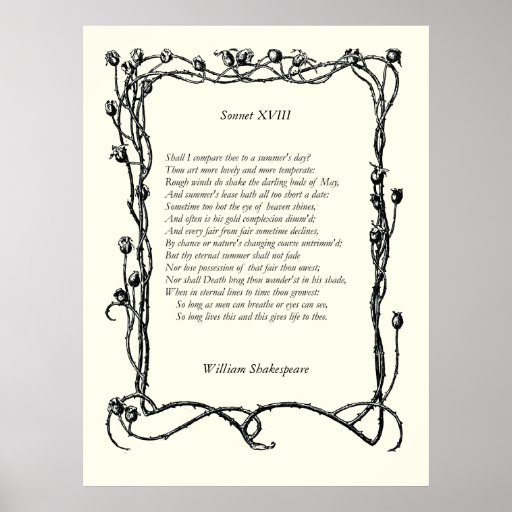 Sonnet # 18 by William Shakespeare | Zazzle