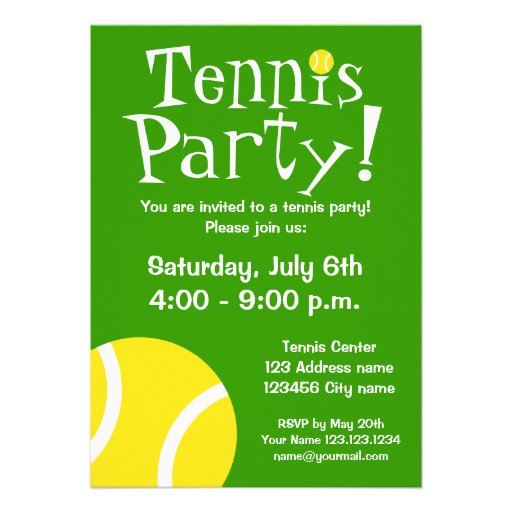 Tennis Party Invitations For Birthdays Or BBQ 13 Cm X 18 Cm Invitation 