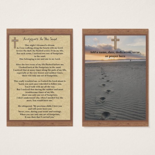 100 x Footprints In The Sand Prayer Cards | Zazzle.com.au