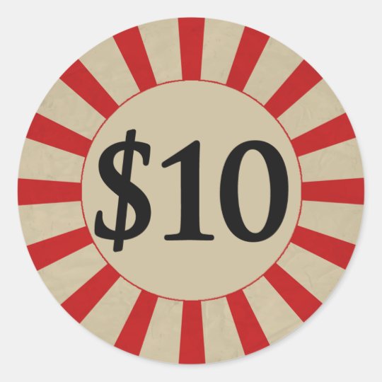 $10 (Dollar) Round Glossy Price Tag | Zazzle.com.au