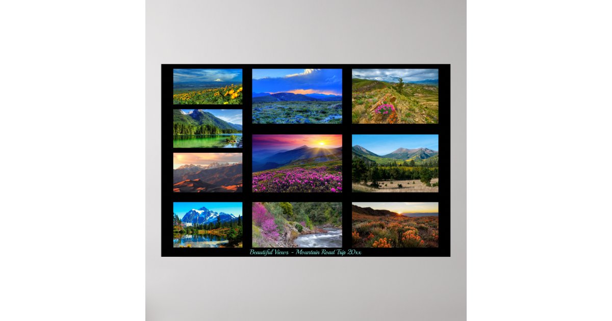 10 Landscape Photo Template & Text Gallery Black Poster | Zazzle
