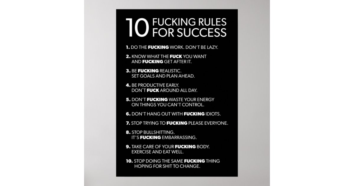 10 Rules For Success - Motivational Poster | Zazzle