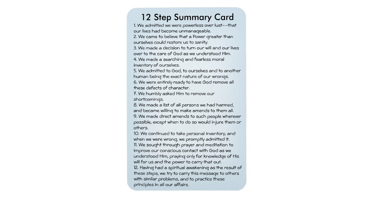 12 Steps Summary Card Magnet | Zazzle