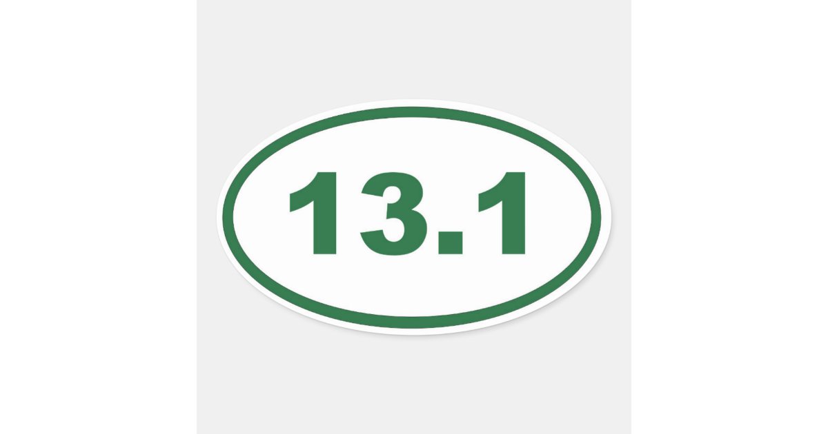 13.1 green oval sticker | Zazzle