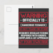 13th Birthday Officially Teenager 13 Year Old Kid Postcard | Zazzle