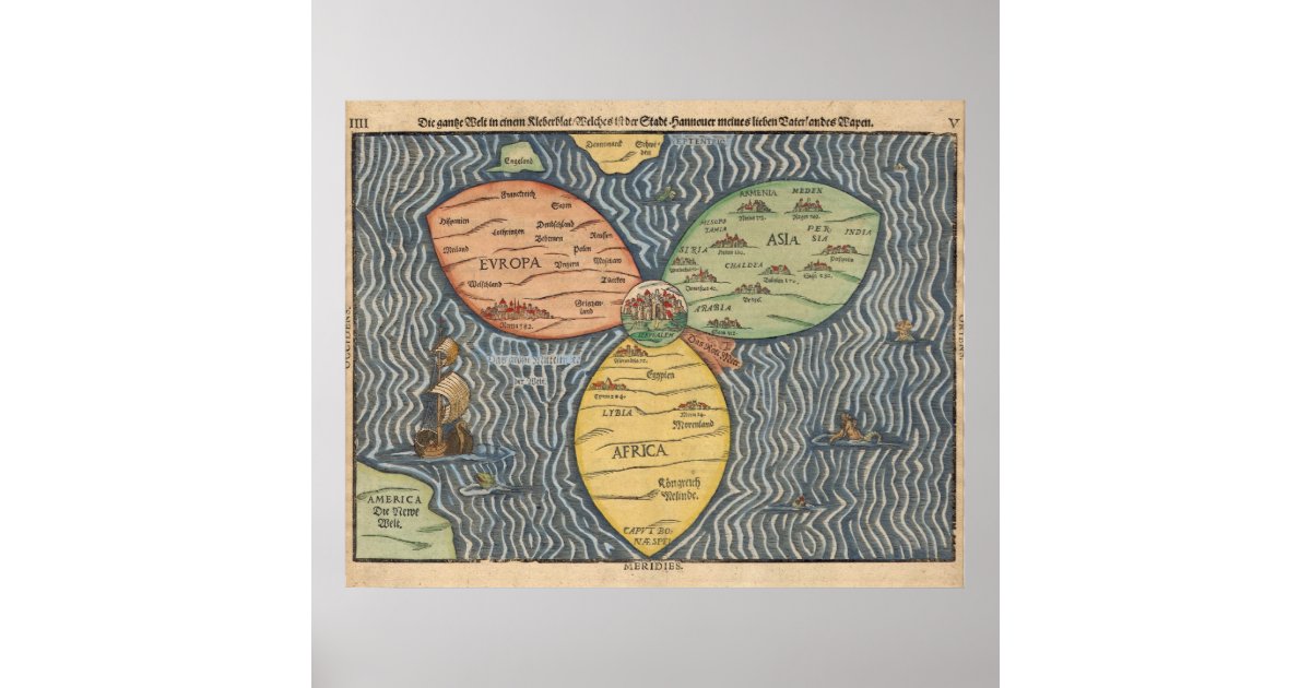 1581 World Map Poster | Zazzle