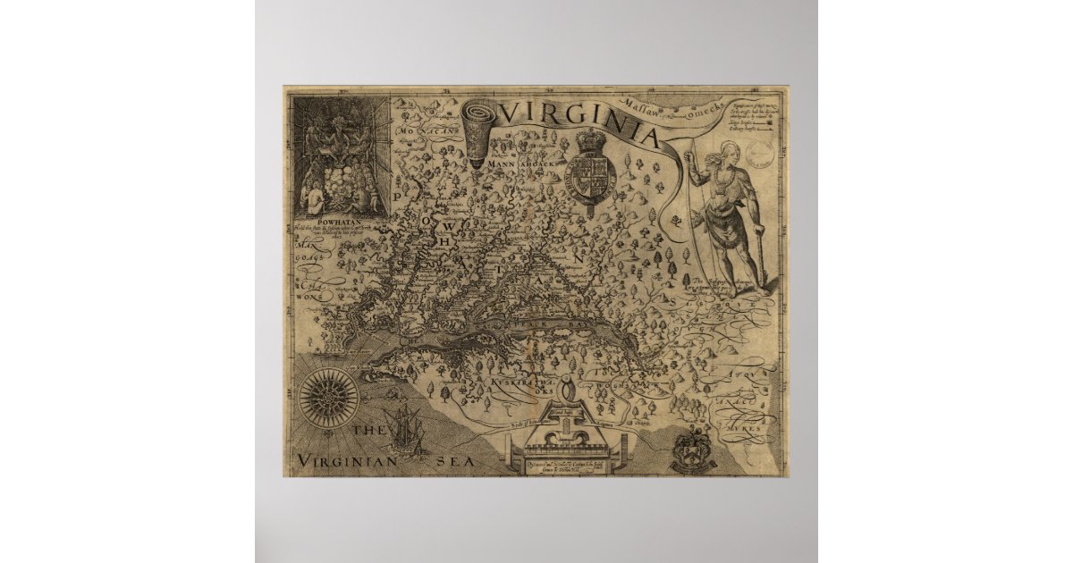 1606 Map of Virginia Poster | Zazzle