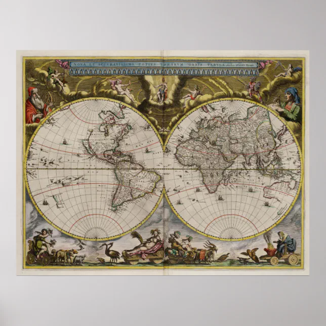 1664 Map of the World Poster | Zazzle