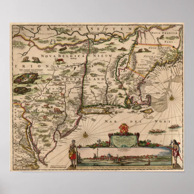 1683 Map of the Colonies Poster | Zazzle