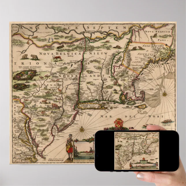1683 Map of the Colonies Poster | Zazzle
