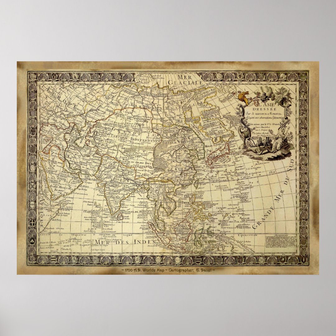 1700 AD OLD WORLD MAP Art Poster | Zazzle