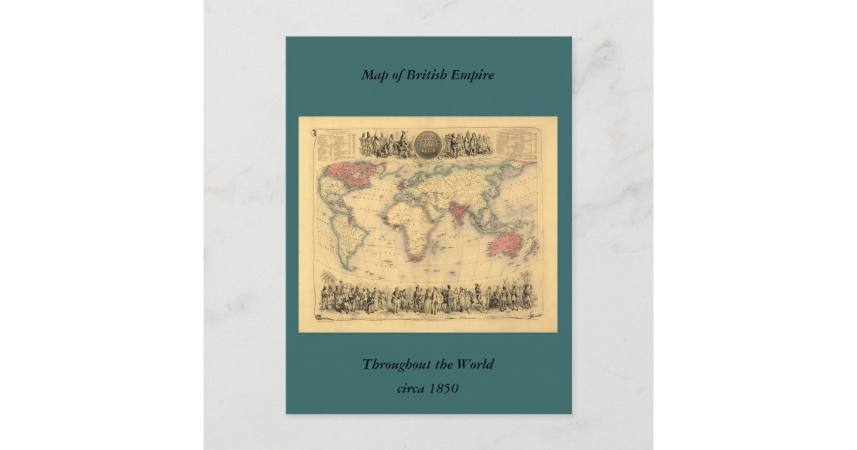 1850’s Map of British Empire Throughout the World Postcard | Zazzle