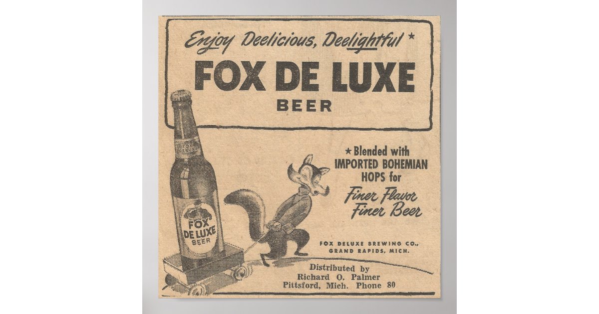 1948 Ad Fox DeLuxe Beer Poster | Zazzle
