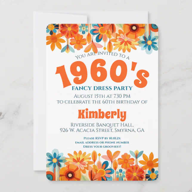 1960's Hippie Flower Power Birthday Invitation | Zazzle