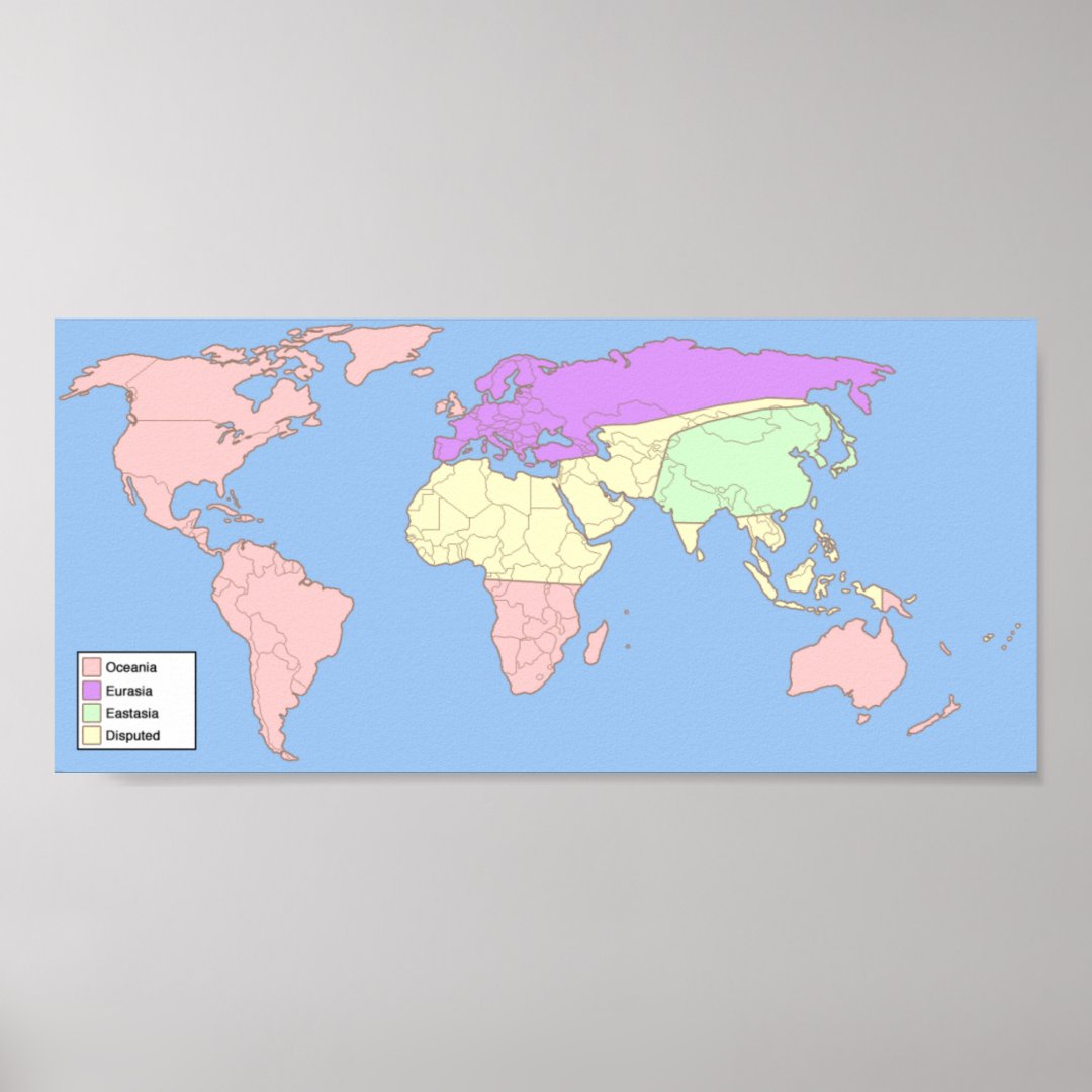 1984 World Map with key Poster | Zazzle