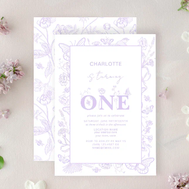 1st Birthday Floral Lilac Flowers Is Turning One Invitation | Zazzle
