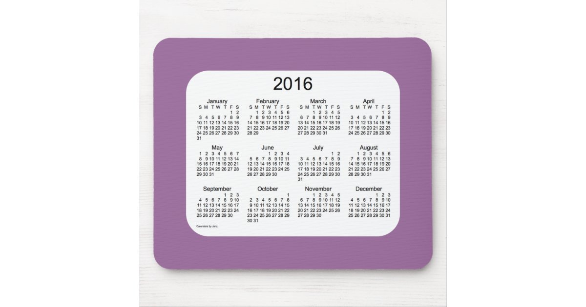 2016 Lavender Calendar by Janz Mousepad | Zazzle