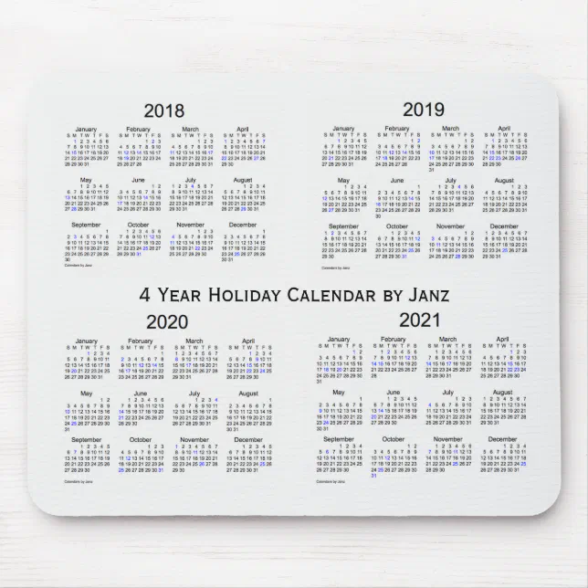 2018-2021 White Smoke Holiday Calendar by Janz Mouse Pad | Zazzle
