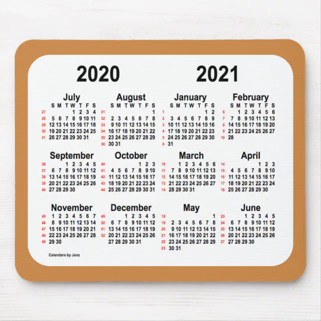 2020-2021 52 Week Calendar by Janz Peru Gold Mouse Pad | Zazzle