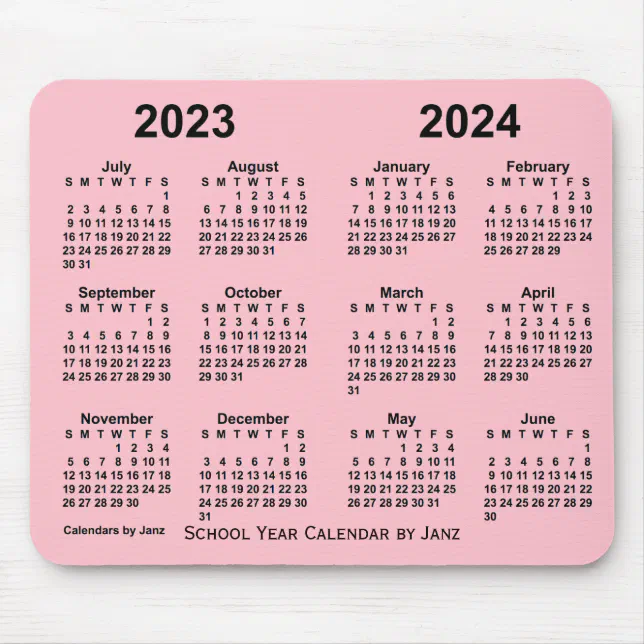 2023-2024 School Year Calendar by Janz Pink Mouse Pad | Zazzle