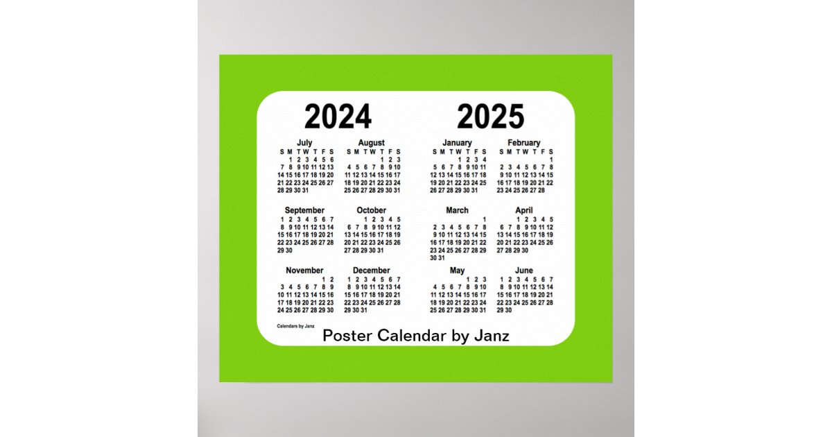 2024-2025 Yellowgreen School Calendar by Janz Poster | Zazzle