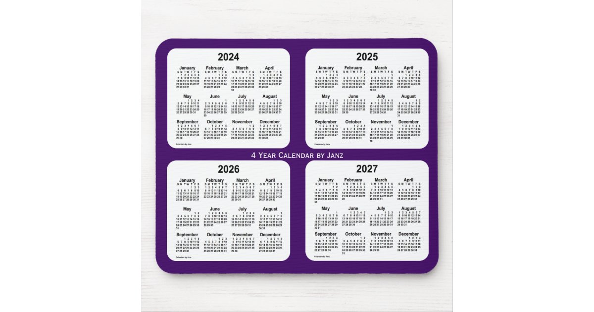 2024-2027 Purple 4 Year Calendar by Janz Mouse Pad | Zazzle