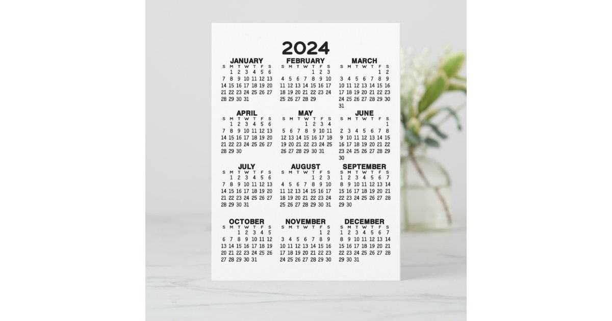 2024 Full Year View Calendar - Basic Minimal Invitation | Zazzle 2024 Full Year View Calendar - Basic Minimal Invitation | Zazzle