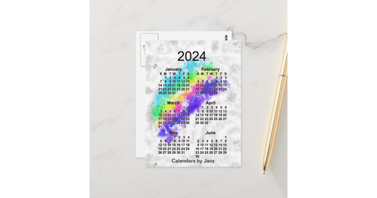 2024 Rainbows End 6 Month Mini Calendar by Janz Postcard | Zazzle