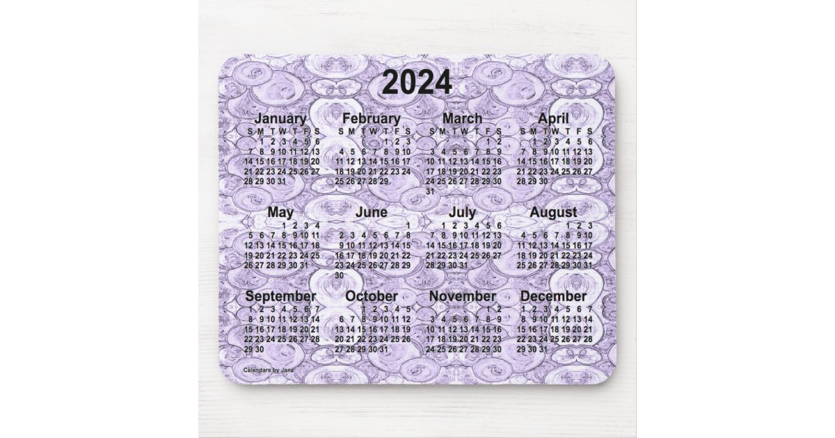 2024 Tiny Bubbles Purple Calendar by Janz Mouse Pad | Zazzle