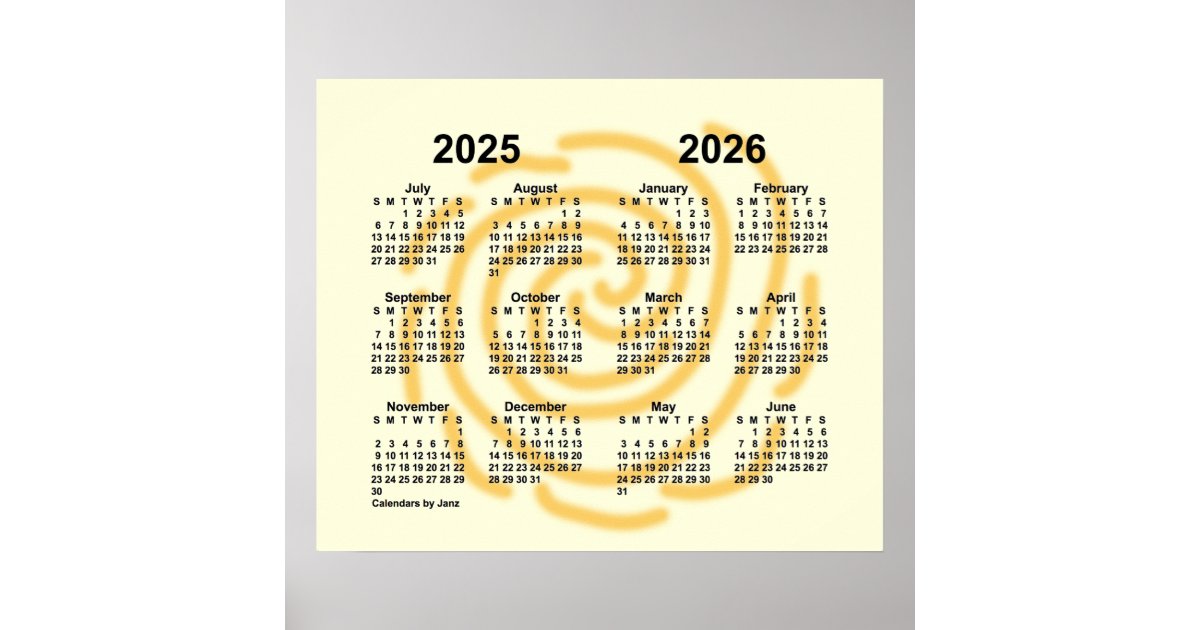 2025-2026 Sunny Days School Year Calendar by Janz Poster | Zazzle