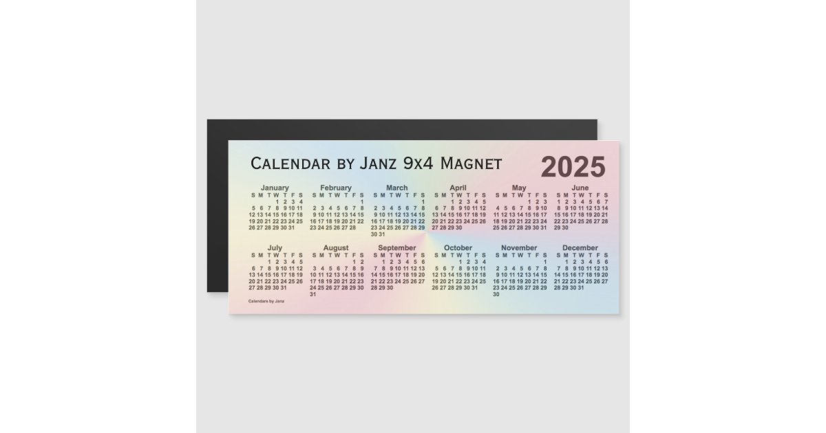 2025 Rainbow Cloud Calendar by Janz 9x4 Magnet | Zazzle