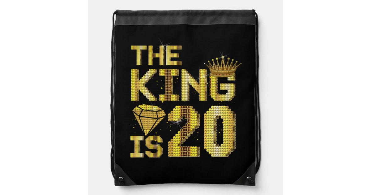 20th Birthday Born In 2003 Bday The King is 20 Yea Drawstring Bag | Zazzle
