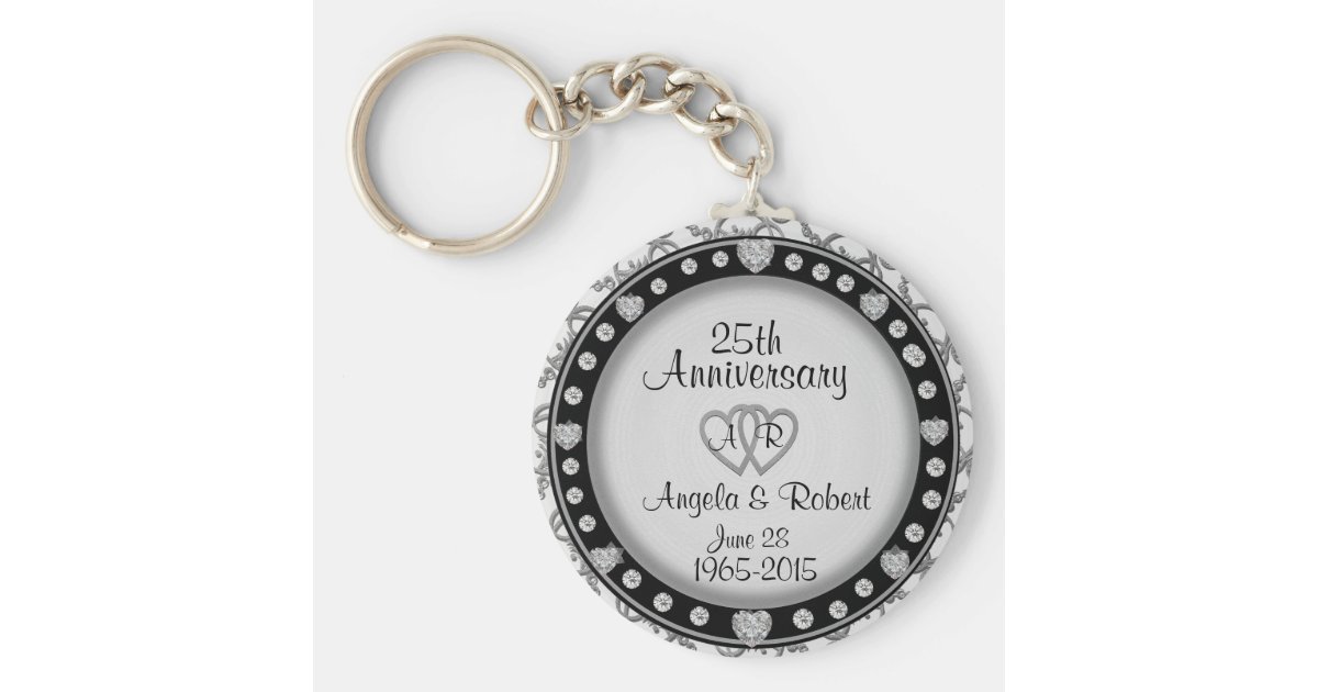 25th Anniversary Silver Keychain | Zazzle