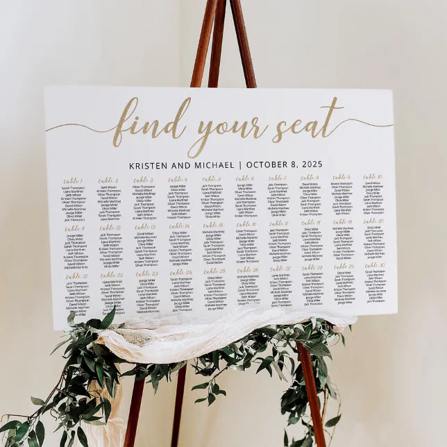 30 Tables Find Your Seat Seating Chart Plan | Zazzle