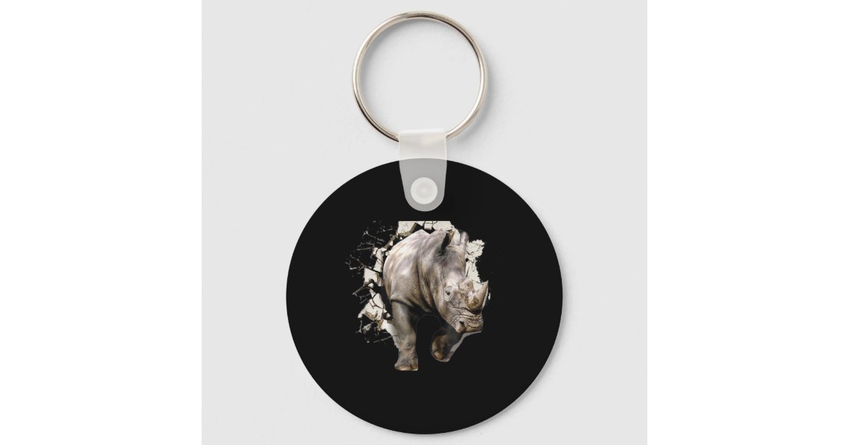 3d Rhino - African Safari Animal Rhinoceros Key Ring | Zazzle