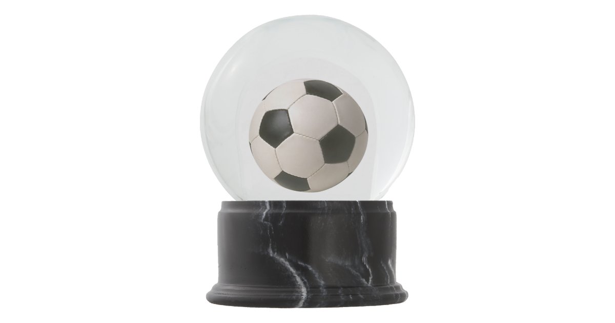 3D Soccerball Black White Football Snow Globe | Zazzle