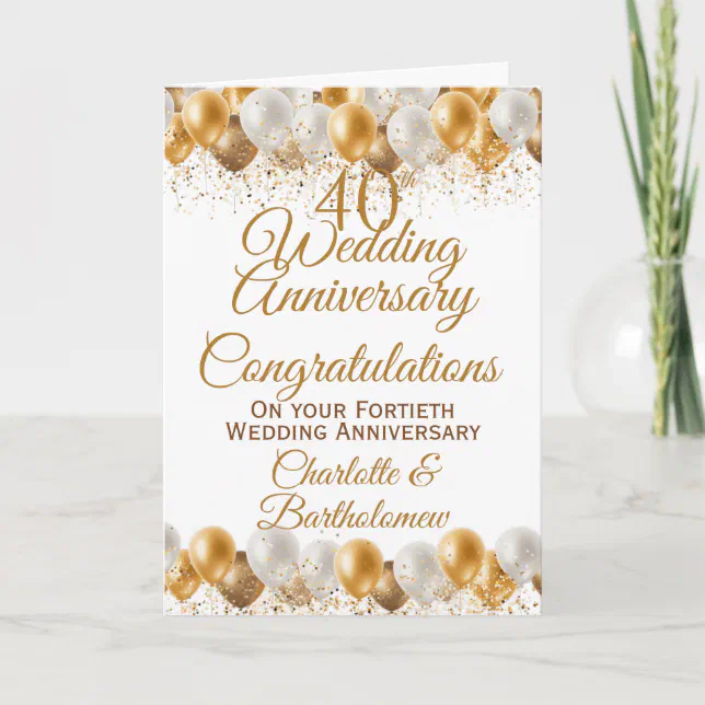 40th Wedding Anniversary Congratulations Card | Zazzle