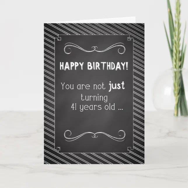 41 Year Old Happy Birthday, Chalkboard Look Card | Zazzle