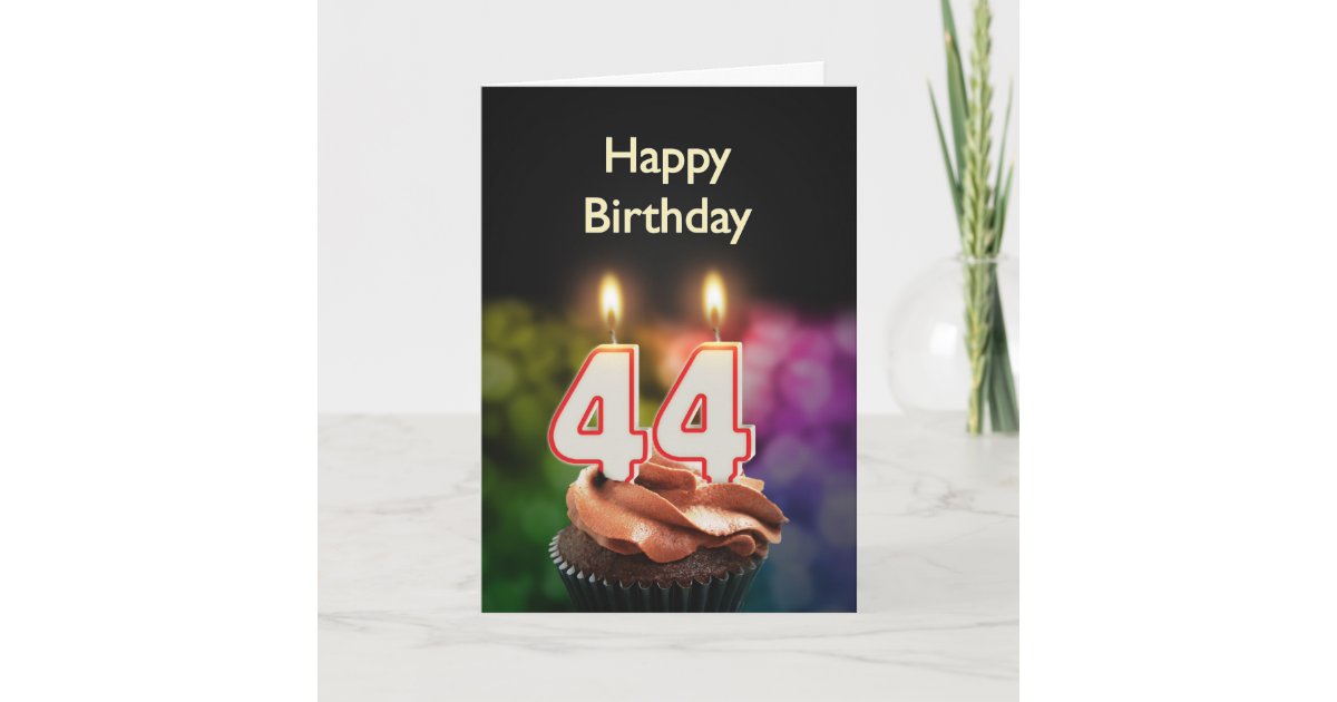 44th Birthday with cake and candles Card | Zazzle.com.au