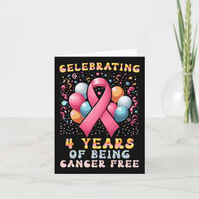 4 Years Of Being Cancer Free Breast Cancer Card | Zazzle