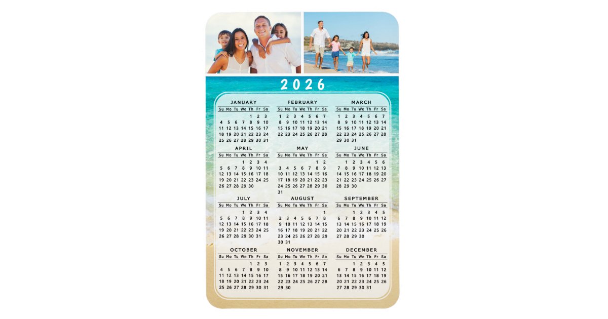 4x6 Photo Magnet Calendar 2026 Full Year | Zazzle