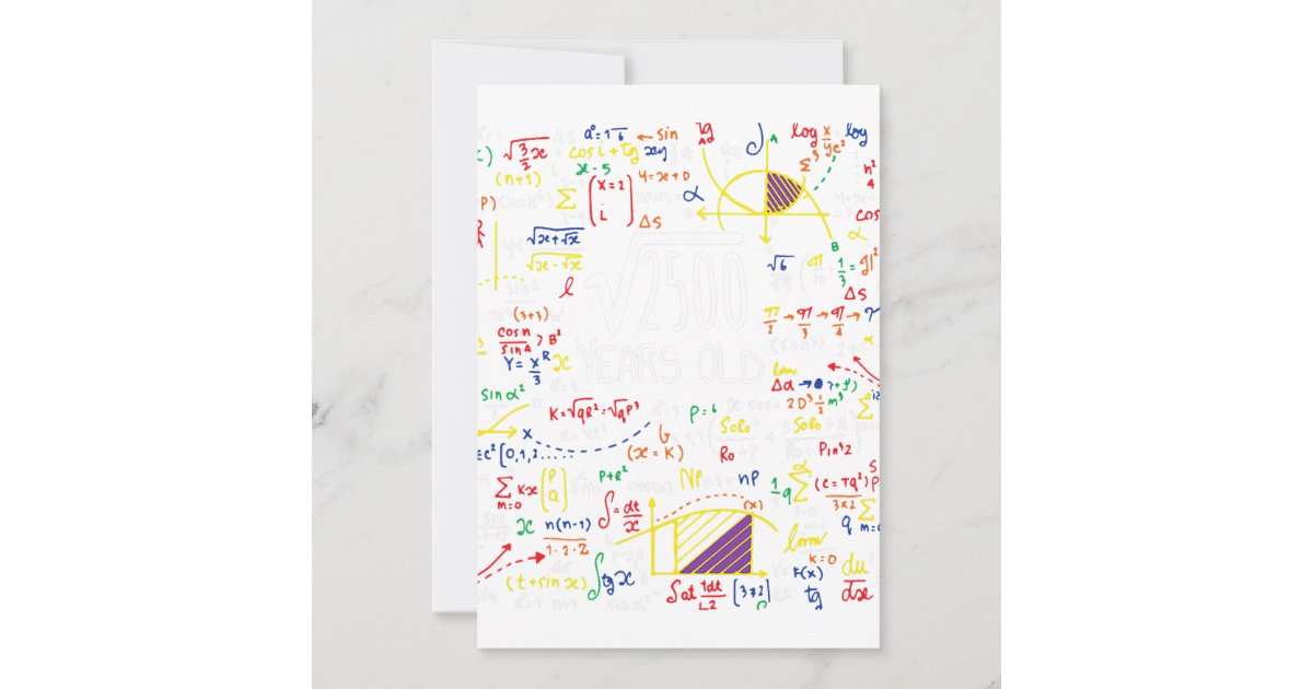50th Birthday Square Root Of 2500 50 Years Old Mat Invitation | Zazzle