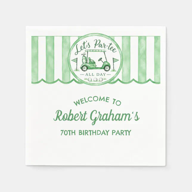 70th Birthday Party Golf Theme Cocktail Napkin | Zazzle