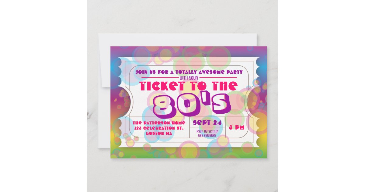 80's Party Ticket Admission Invitation | Zazzle