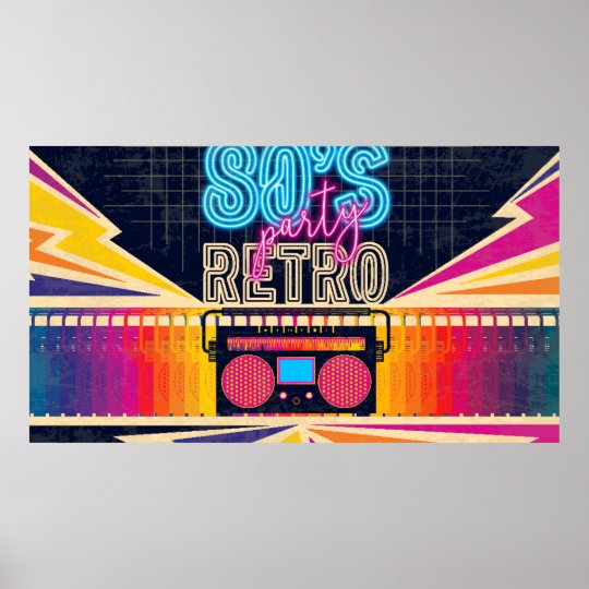 80s, retro music party. Old style poster. Disco fl Poster | Zazzle.com.au
